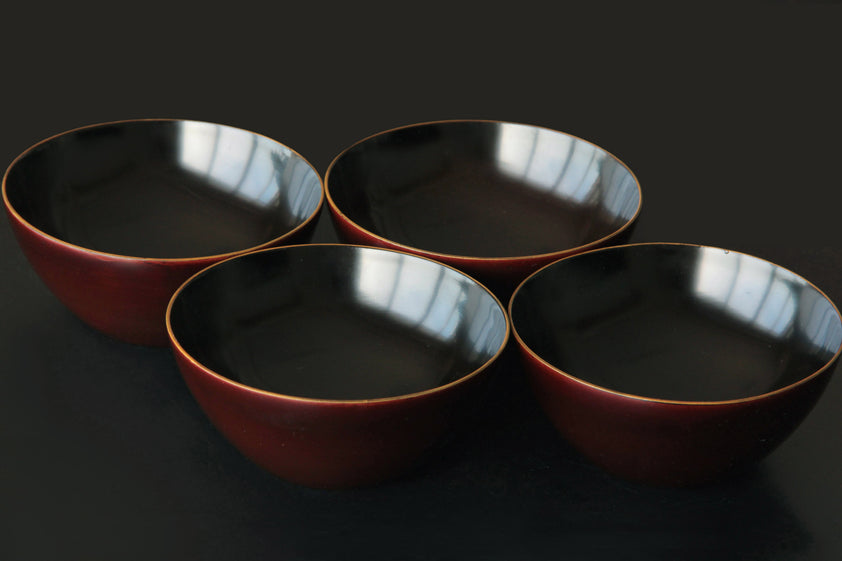 Japanese Lacquer Lidded Soup Bowls with Makie Decoration | Owan 333 ...